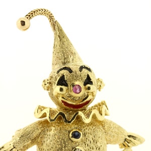 18K Yellow Gold Clown Brooch Vintage With Enamel - Etsy
