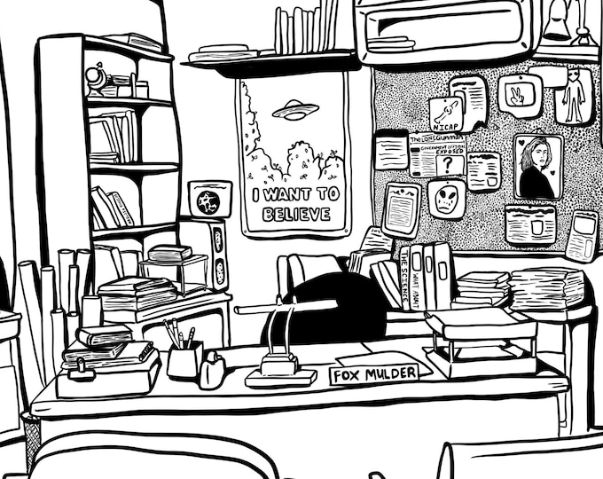 X-files Mulder's Office Art Print - Digitally Illustrated X Files, 8 ...