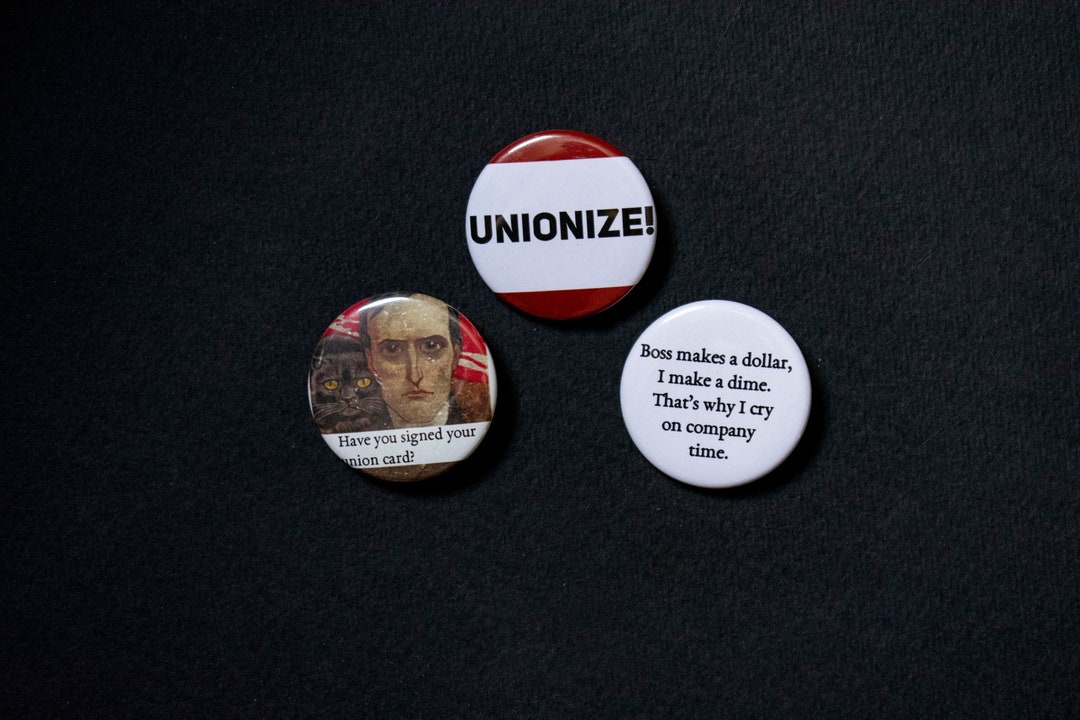 3-pack of Pro-worker and Union Pins/badges - 1 1/2 Inch Pin Back Button ...
