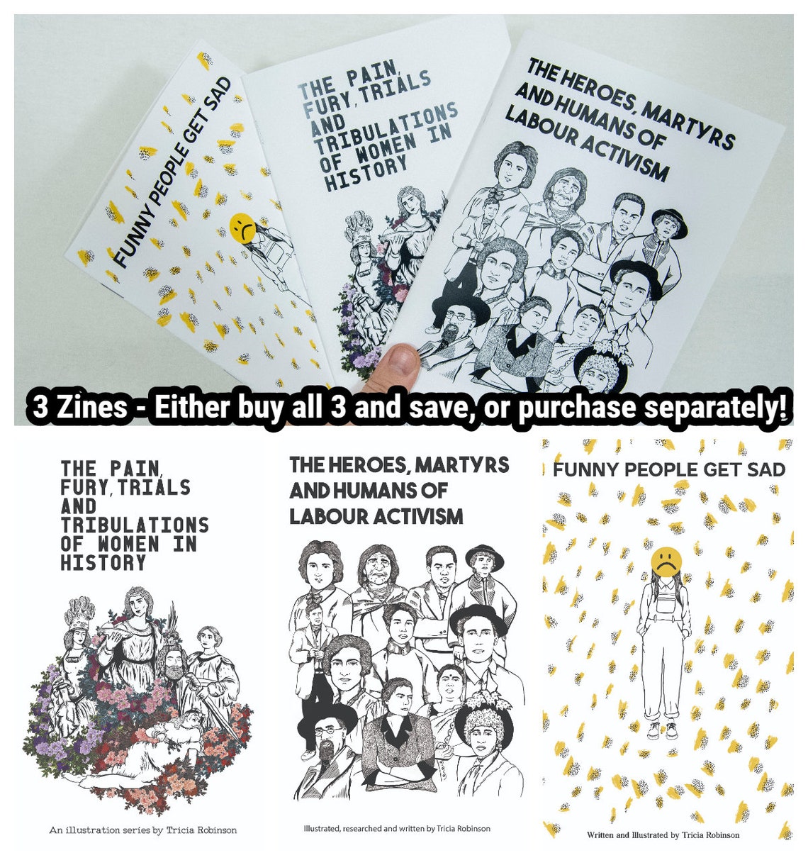 3 Zine Pack Physical Copies Three Written & Illustrated - Etsy Canada