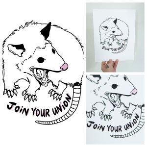 Join Your Union Possum Art Print - 8.5x11 Print, Digitally Illustrated ...