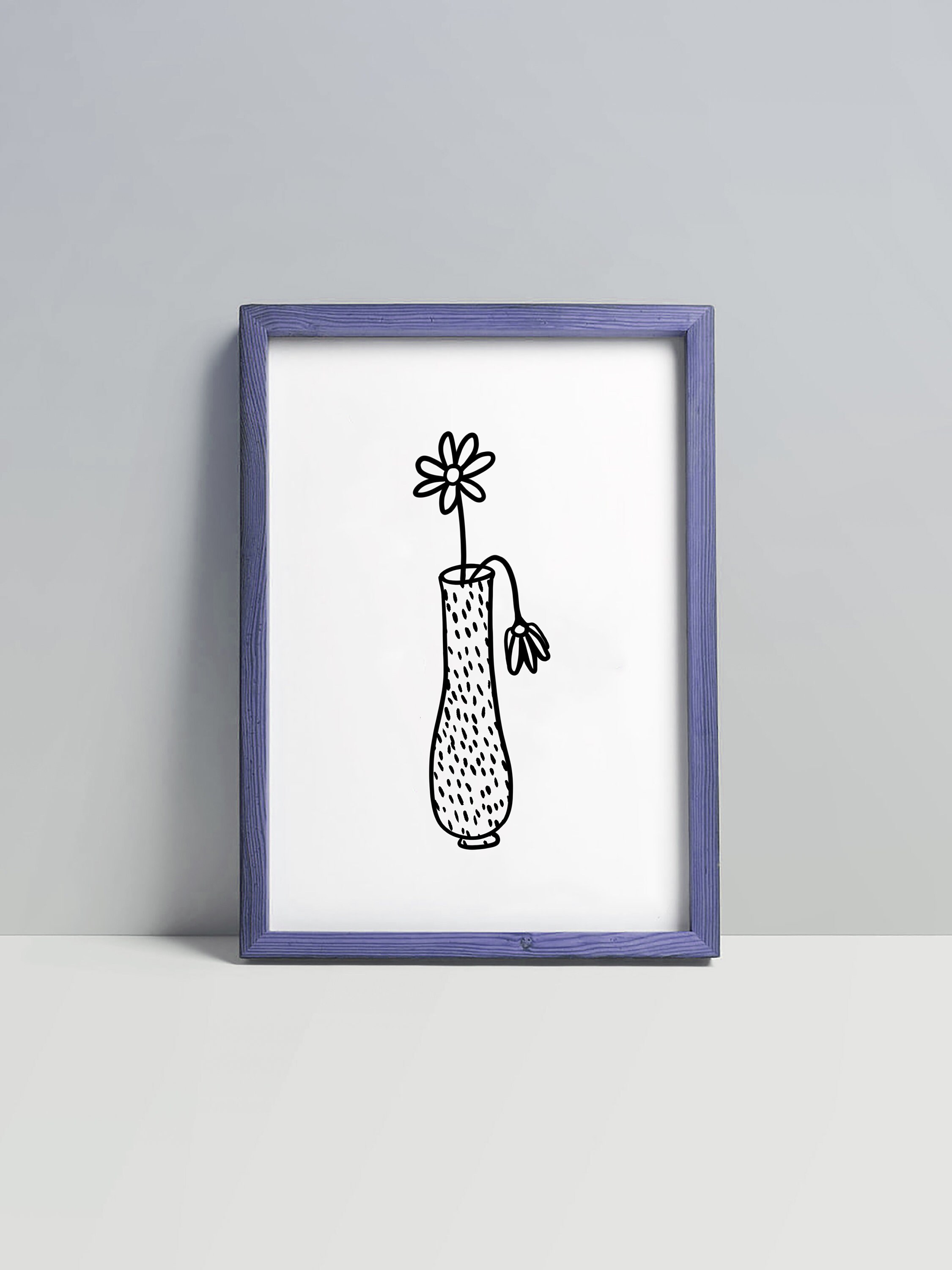 Tired Flower Art Print Ilustrado digitalmente en blanco y - Etsy España