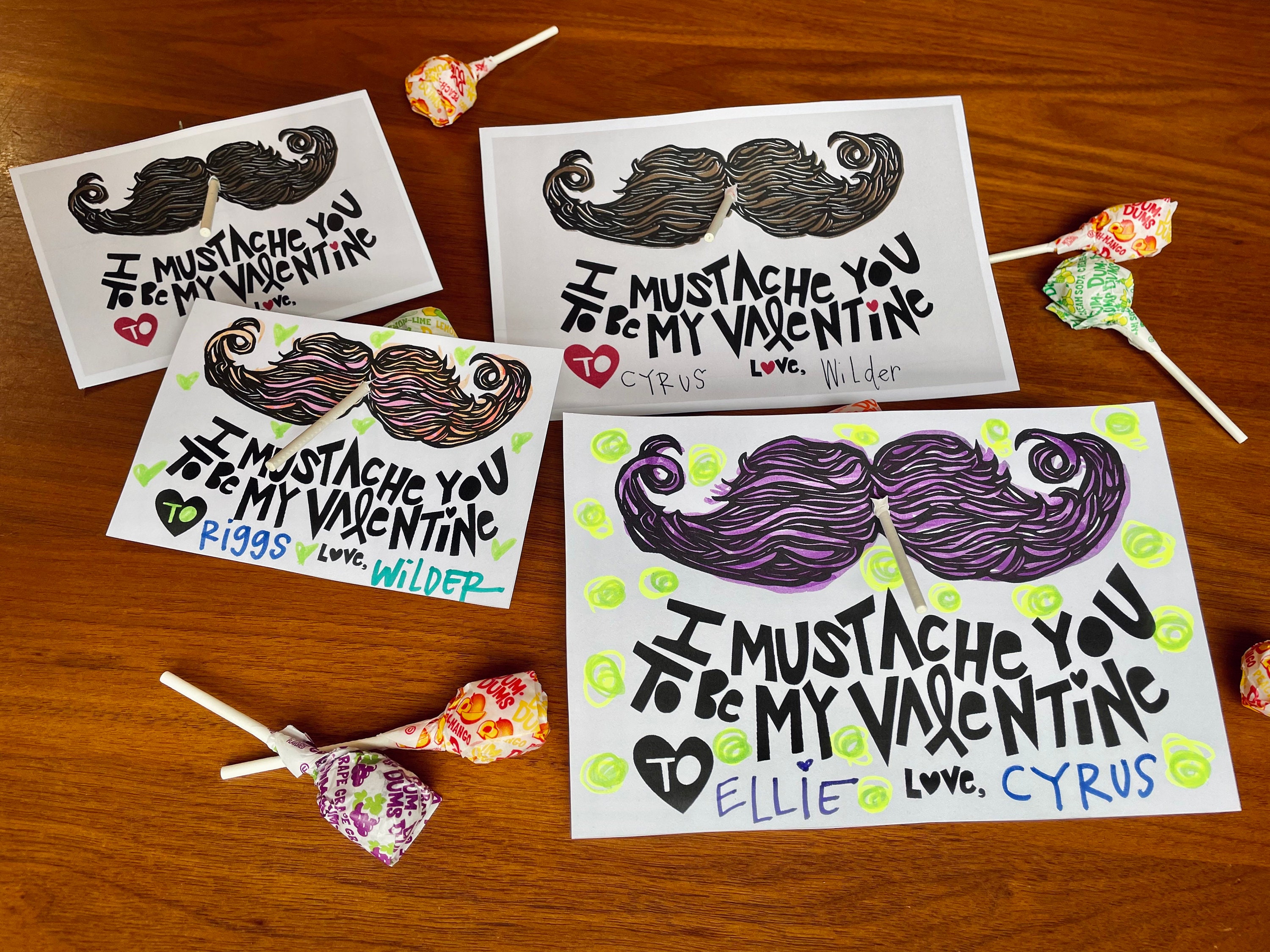Printable Digital Classroom Valentine's Day Mustache Card - Etsy