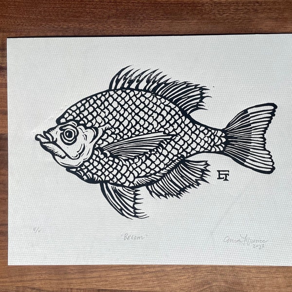 Fish Lino Print - Etsy