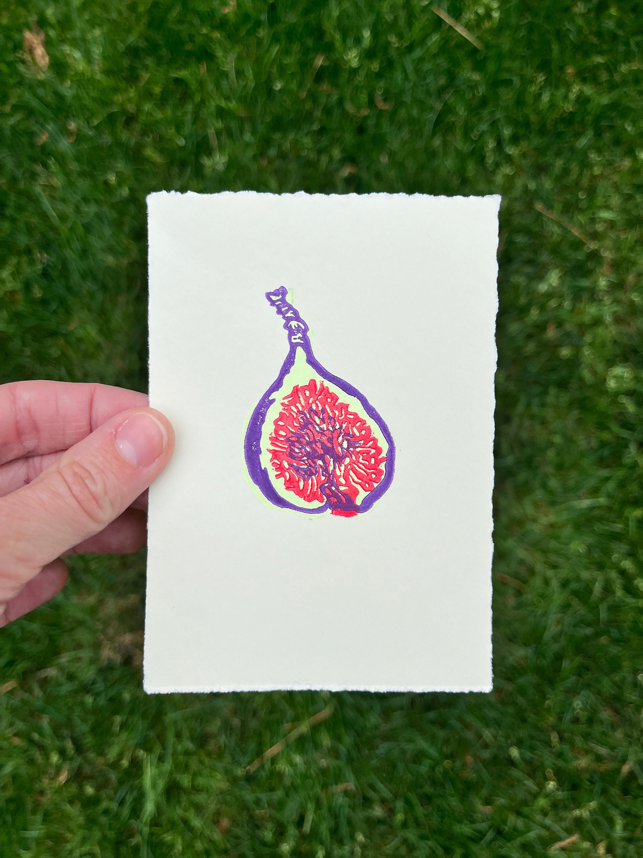 Mini Food Linoleum Block Relief Print Corndog, Strawberry, Fig - Etsy