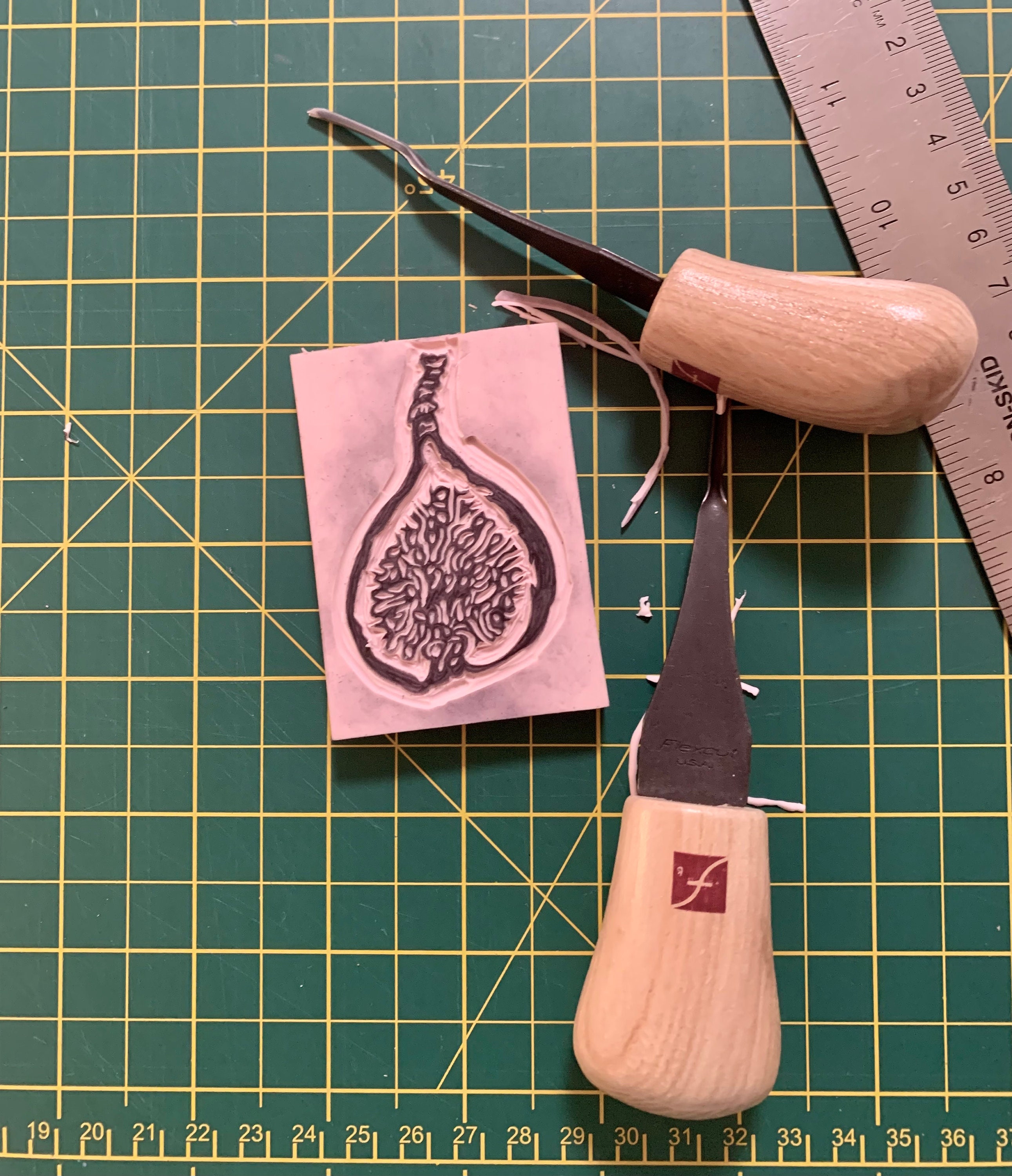 Mini Fig Linoleum Block Relief Print - Etsy