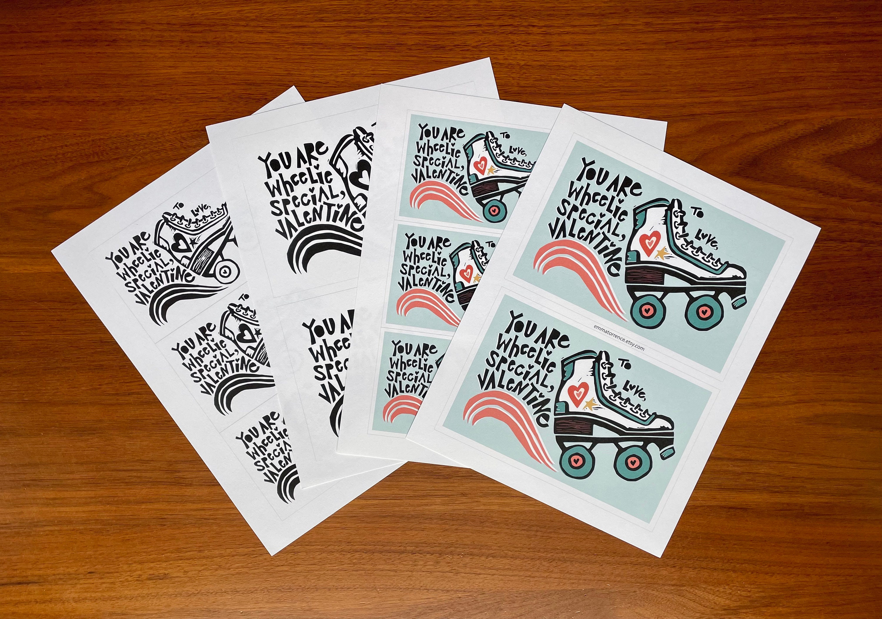 Printable Digital Classroom Valentine's Day Roller Skate Card - Etsy