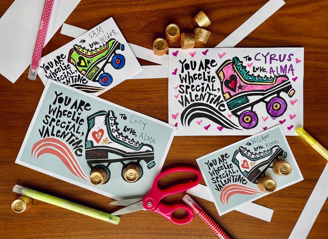 Printable Digital Classroom Valentine's Day Roller Skate Card - Etsy