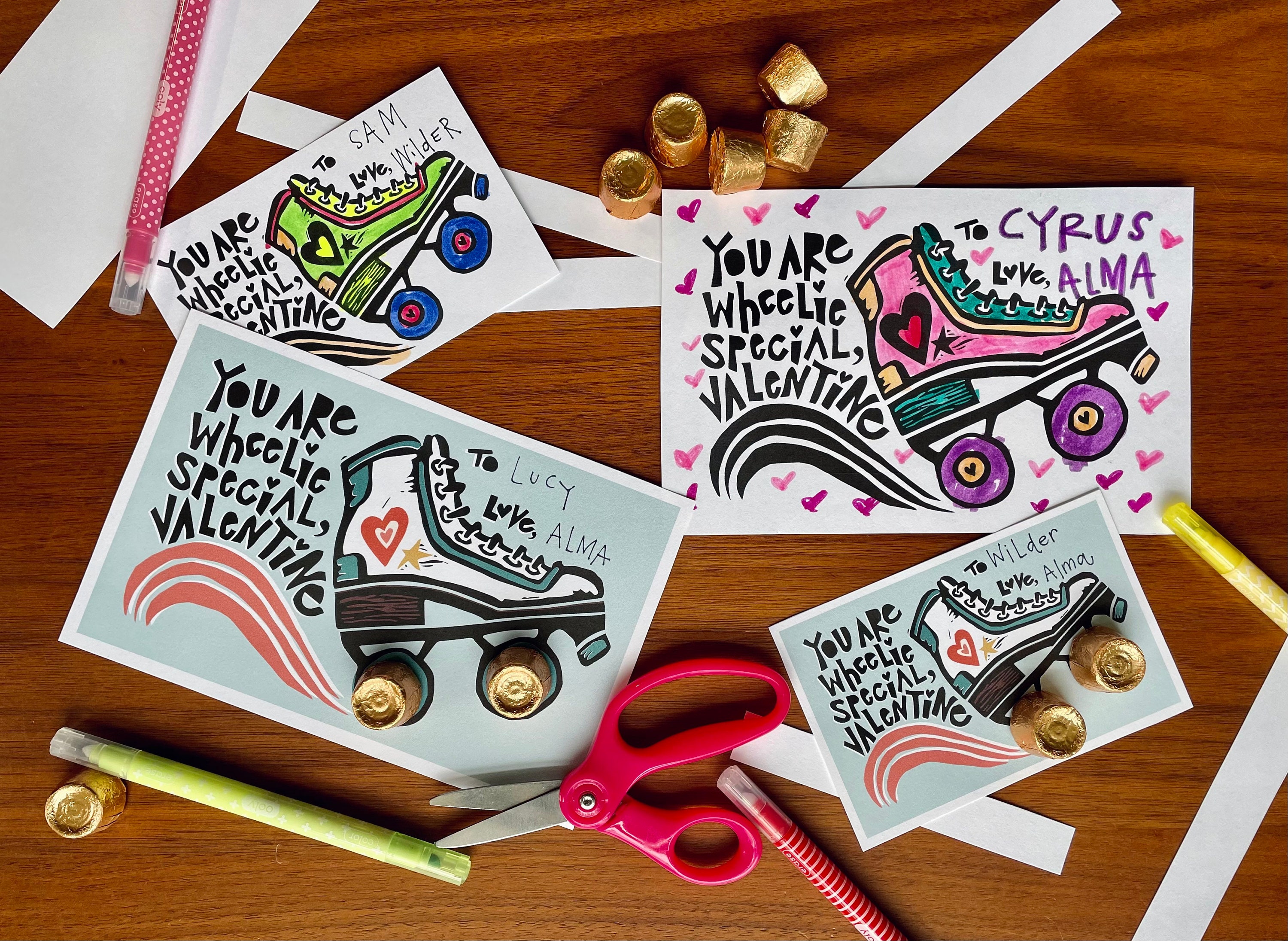 Printable Digital Classroom Valentine's Day Roller Skate Card - Etsy