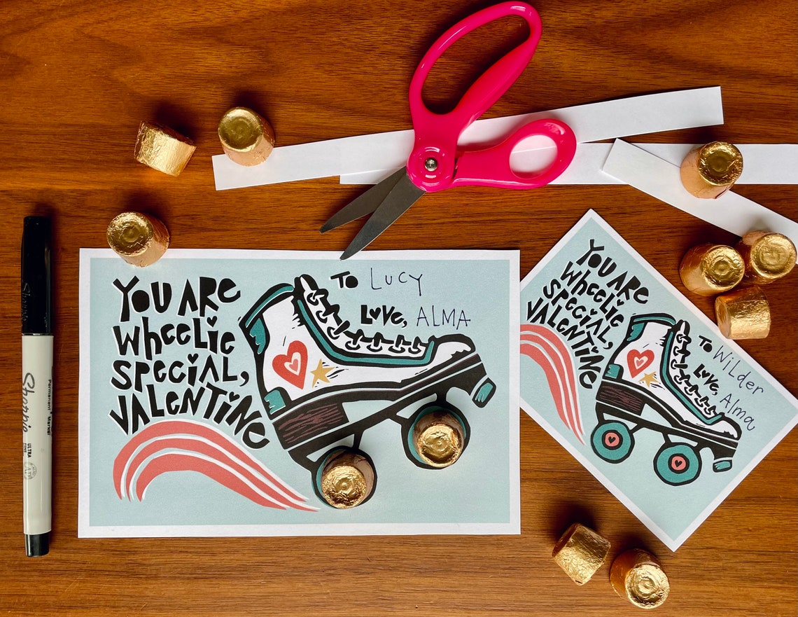Printable Digital Classroom Valentine's Day Roller Skate Card - Etsy