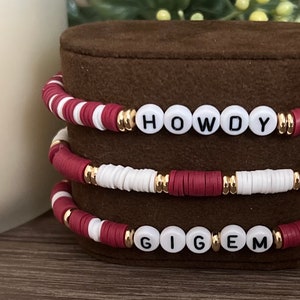 Texas A&M Clay Bead Bracelet Stack - Etsy