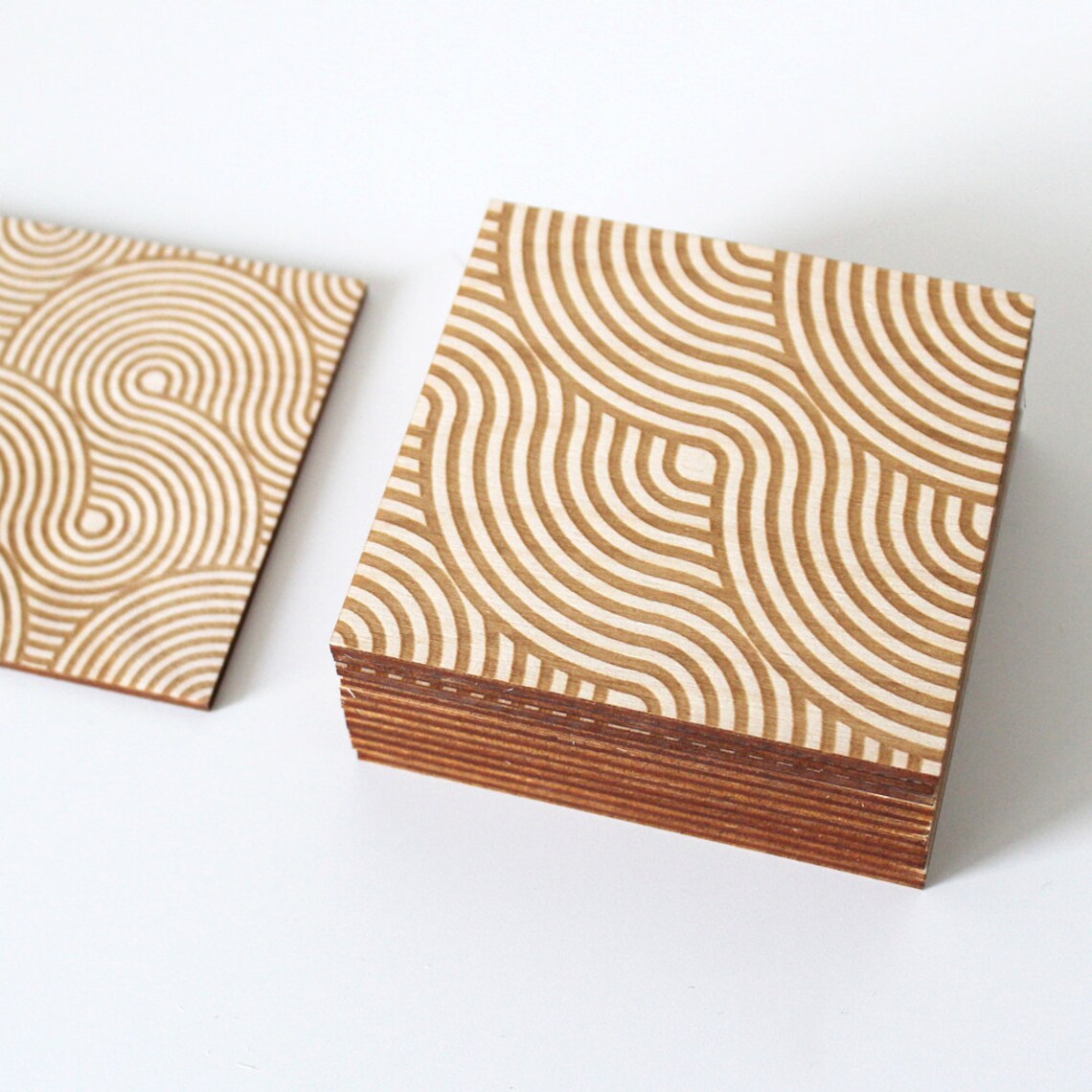 Ribbon Coasters 4 Coaster Set Wood Coasters Laser | Etsy