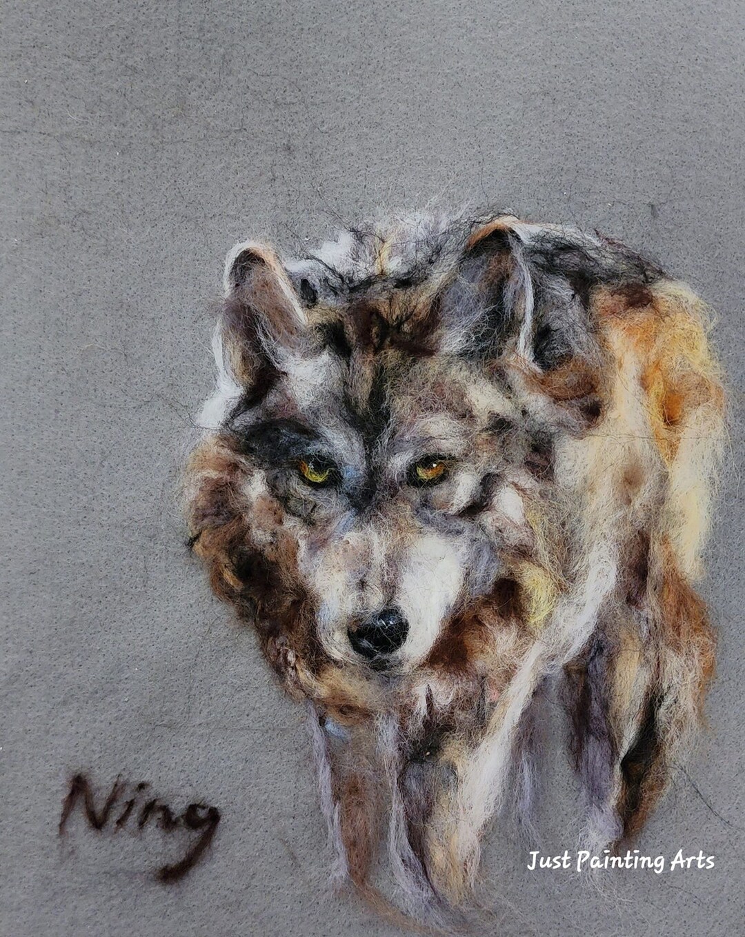 Hand Felted Wool Art Wolf Painting,unique Gift Idea ,one of A Kind - Etsy