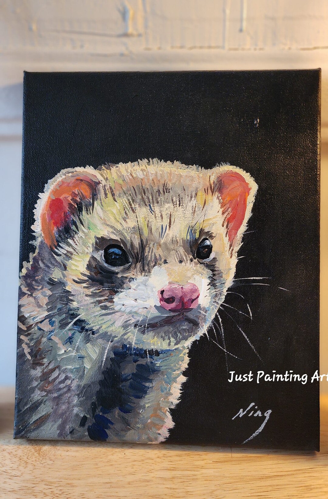 Ferret II -- Original Acrylic Painting on Canvas,wildlife,animal -8"x ...