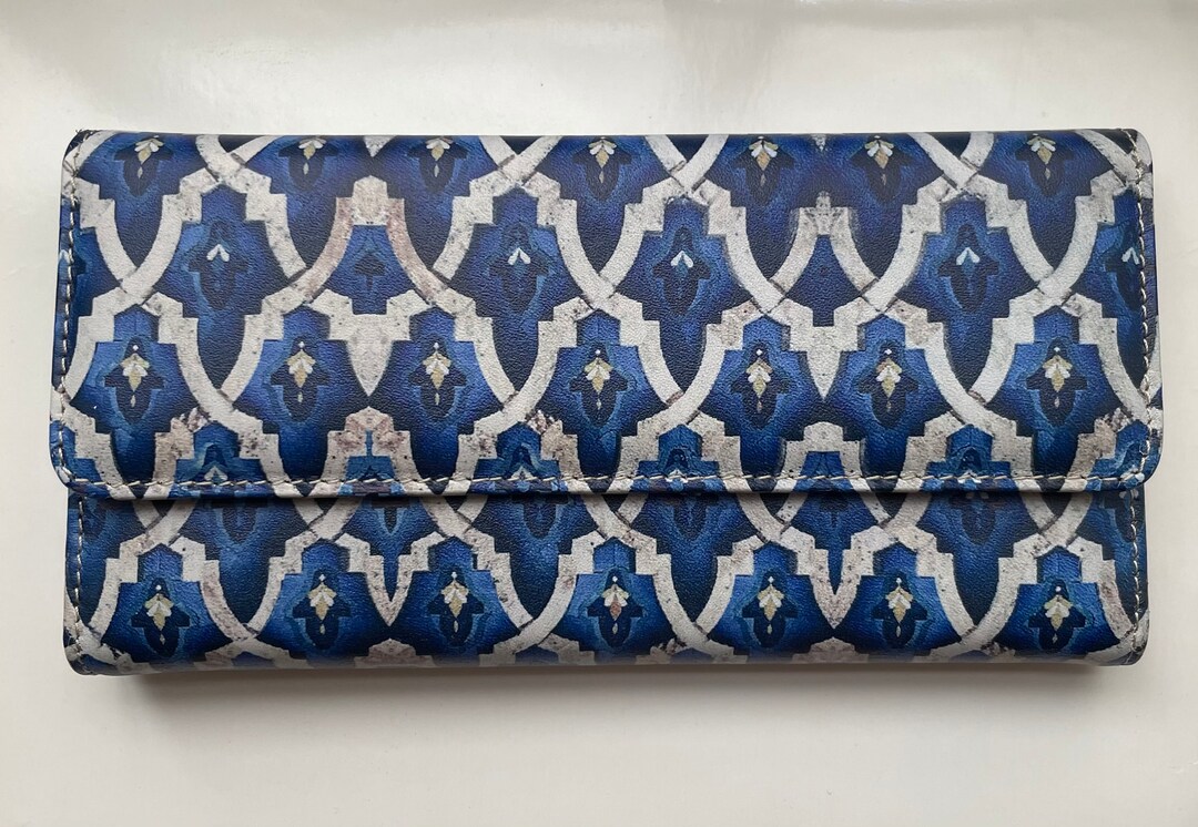 Women's Wallet Blue Wallet Ethnic Pattern Wallet Blue Mosaic Tile ...