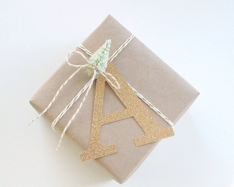 Gold Glitter Initial Gift Tag Custom Initial Tags - Etsy