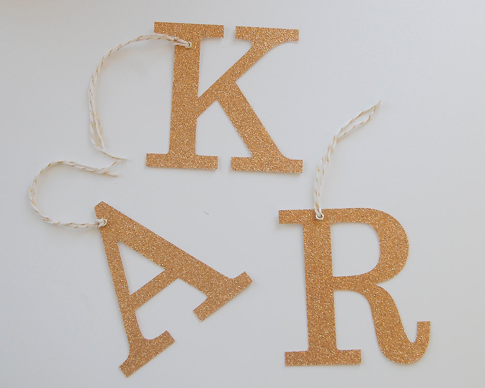 Gold Glitter Initial Gift Tag Custom Initial Tags | Etsy