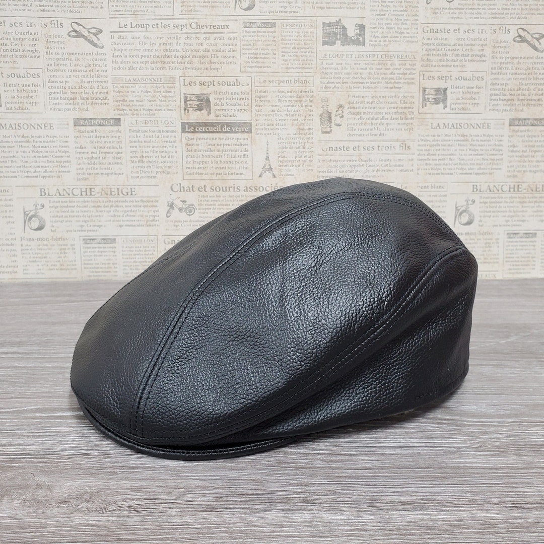 Pebbled Leather Ascot Cap, USA Made Ivy Flat Cap - Etsy