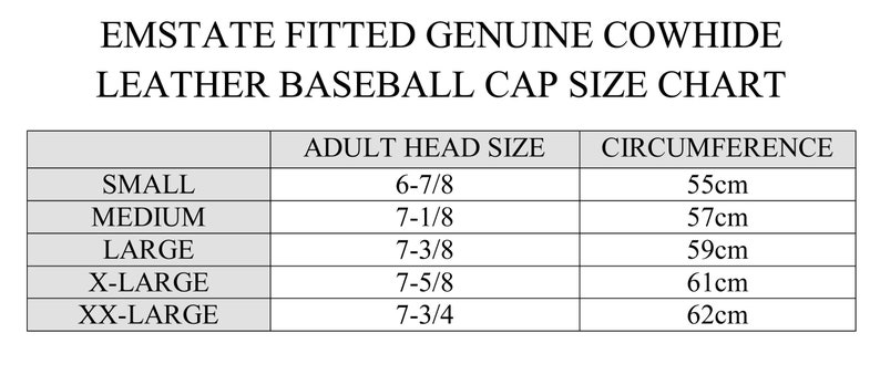 Fitted Leather Baseball Cap, Unisex Cowhide, Made in USA (M-XXL) - Etsy