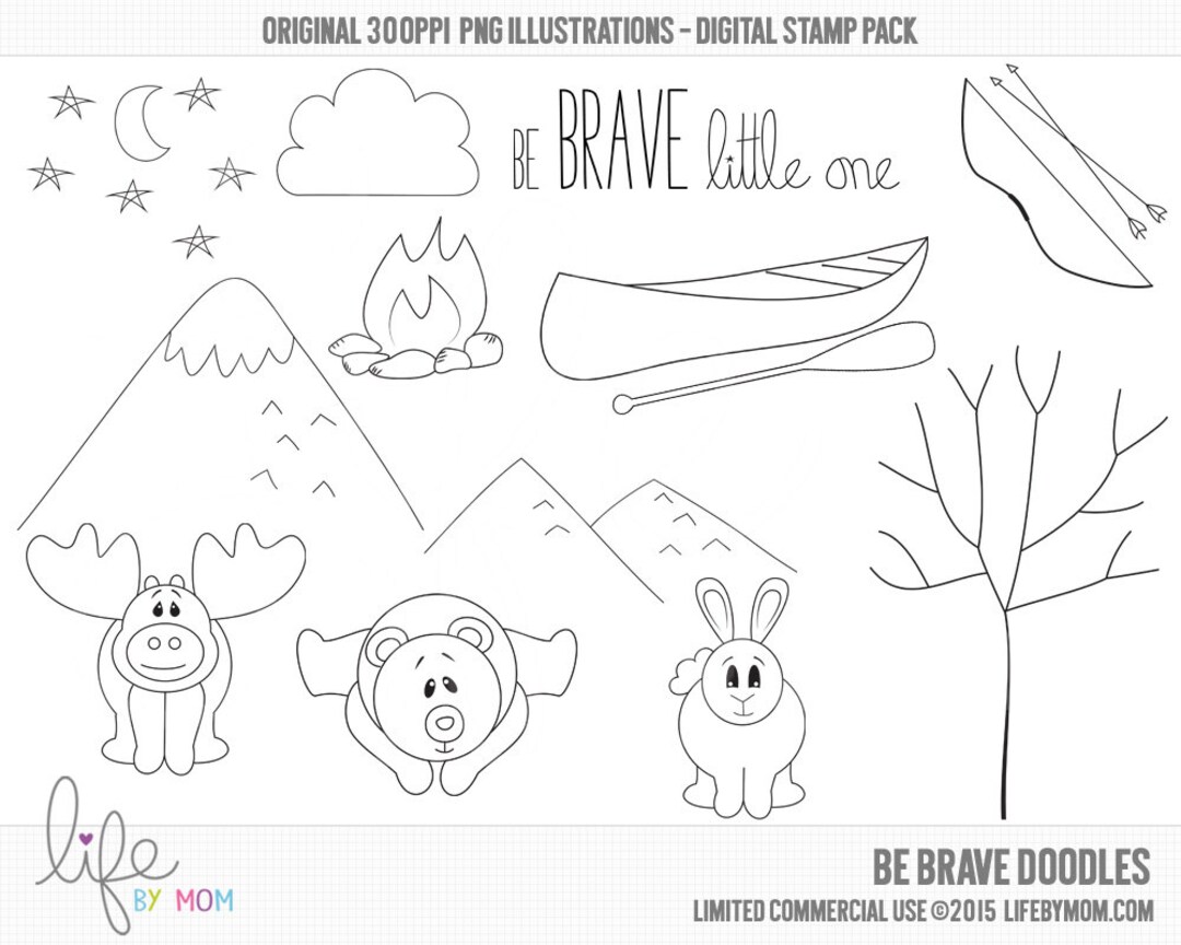Be Brave Doodles Clipart, Illustrations, Digital Stamp, Clip Art ...
