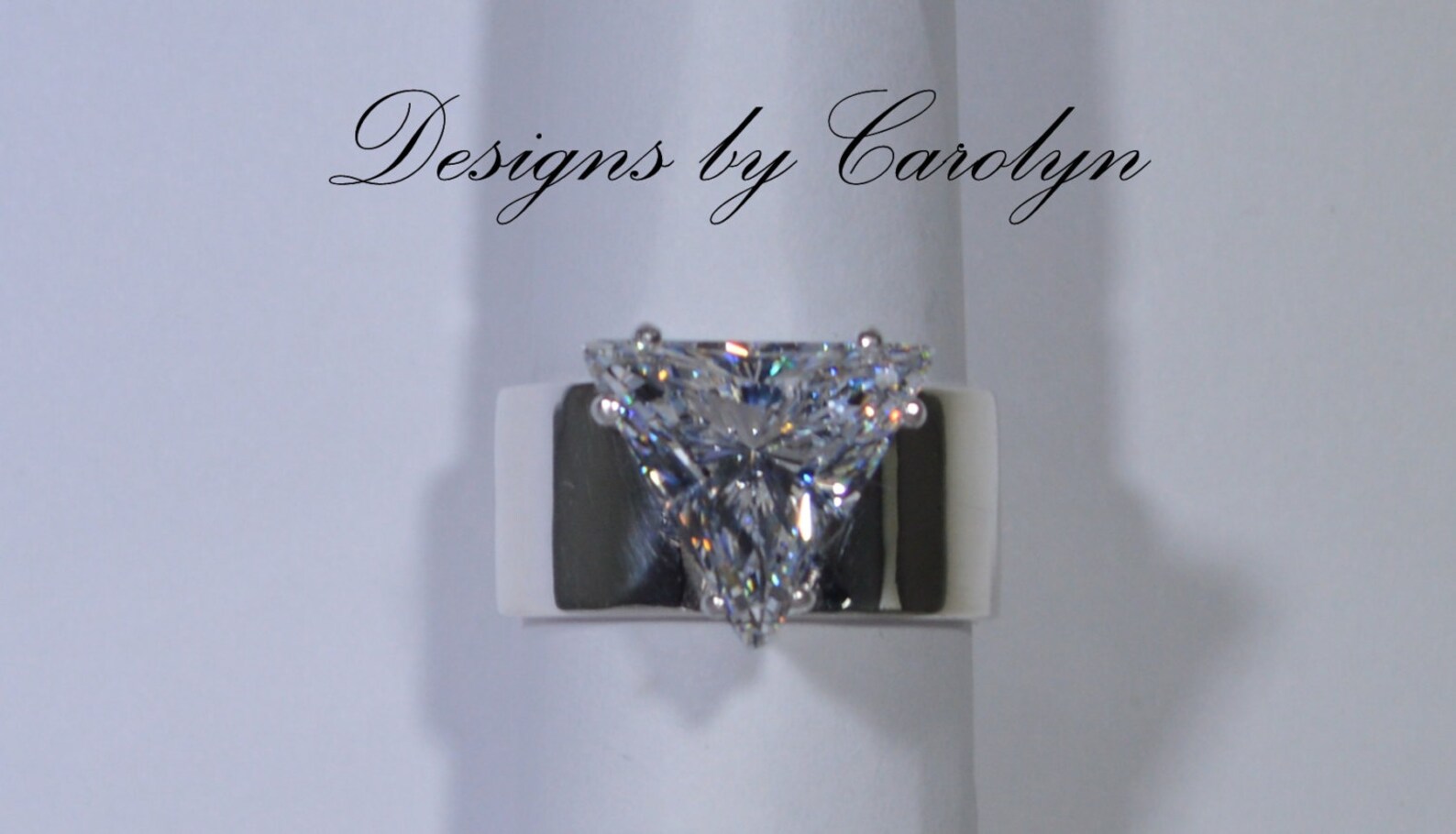 Triangle CZ Sterling Silver Dinner Ring CSS149R - Etsy
