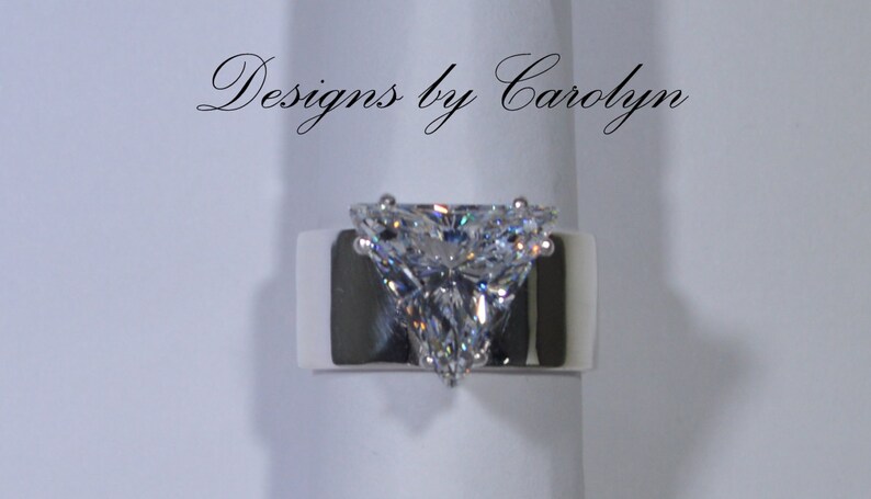 Triangle CZ Sterling Silver Dinner Ring CSS149R - Etsy