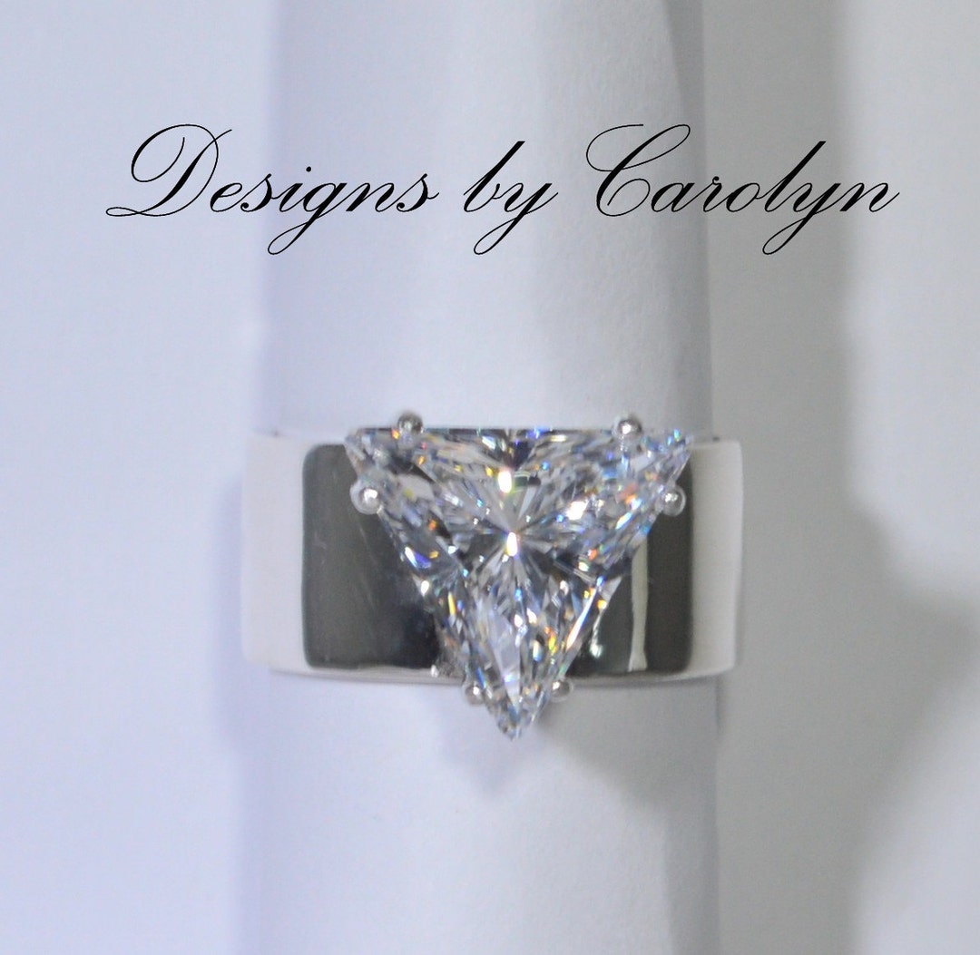 Triangle CZ Sterling Silver Dinner Ring CSS149R - Etsy