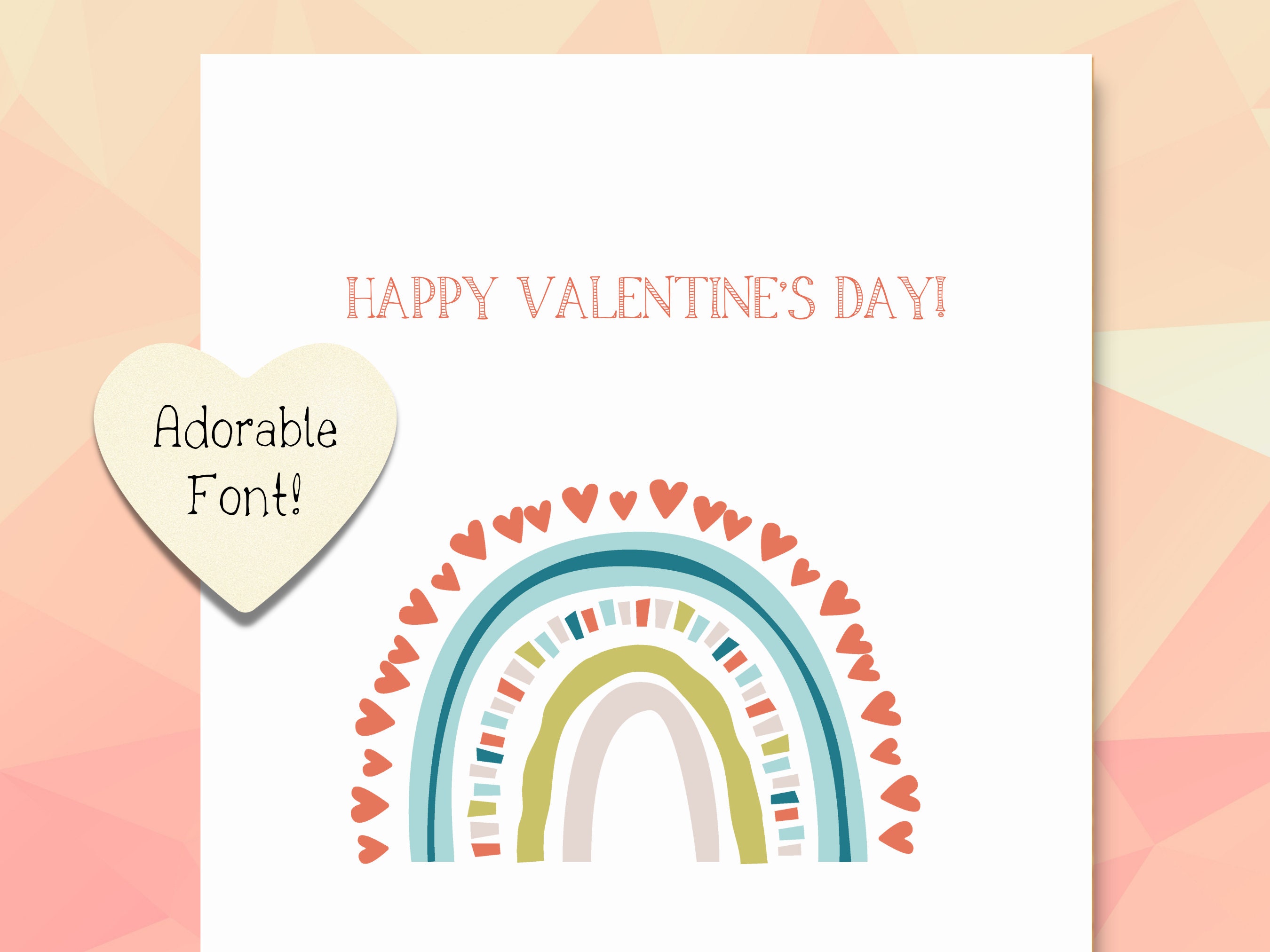 Kids Valentine’s Cards Boho Rainbow Valentines Pastel Valentines Unisex ...