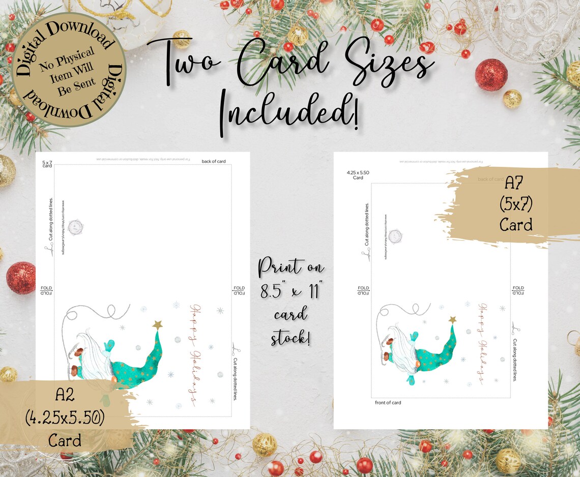 Cute Printable Ice Skating Gnome Christmas Card Digital - Etsy
