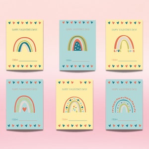 Kids Valentines Cards Boho Rainbow Valentines Pastel Valentine Instant ...