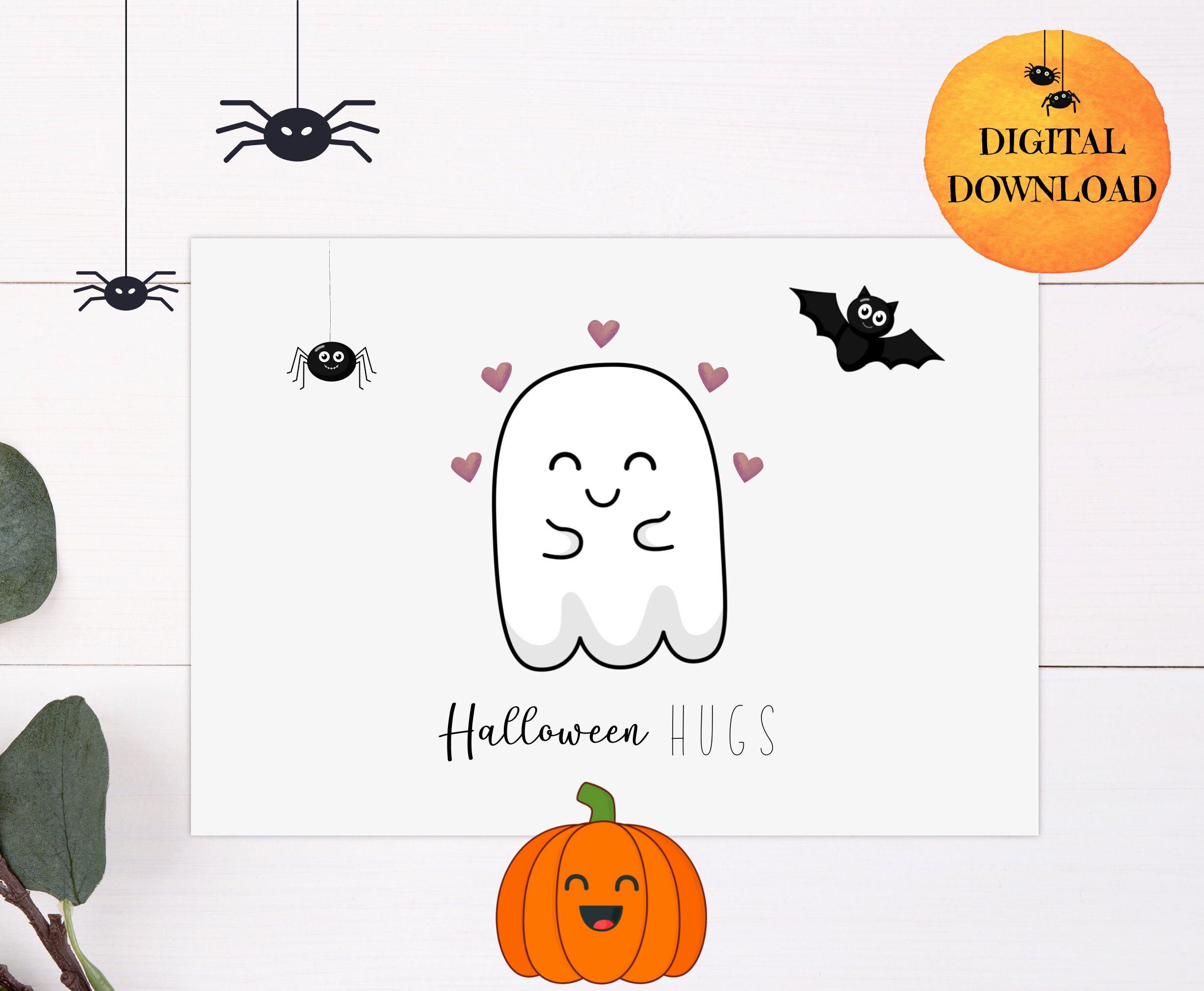 Printable Halloween Ghost Greeting Card Two Card Sizes - Etsy