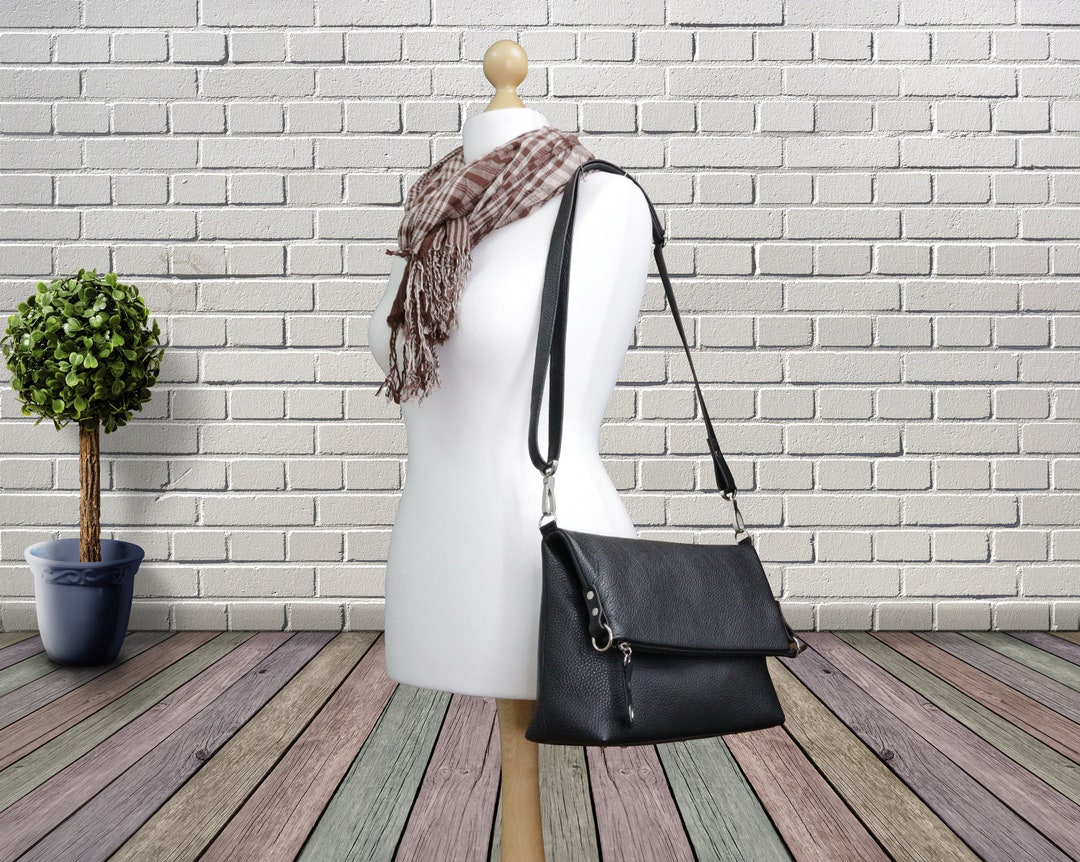 Foldover Leather Bag, women Crossbody Fold Over purse, shoulder handbag ...