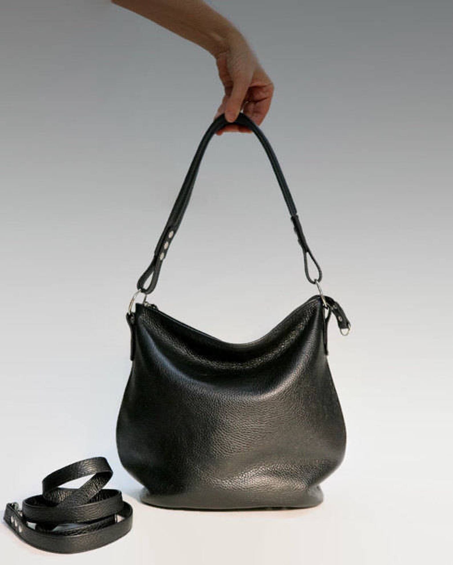 Leather crossbody bag black leather shoulder handbag handmade | Etsy