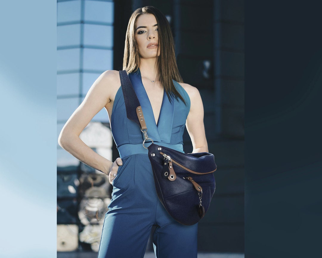 Large Leather Sling Bag, Women's Leather Crossbody Purse, Soft Leather ...