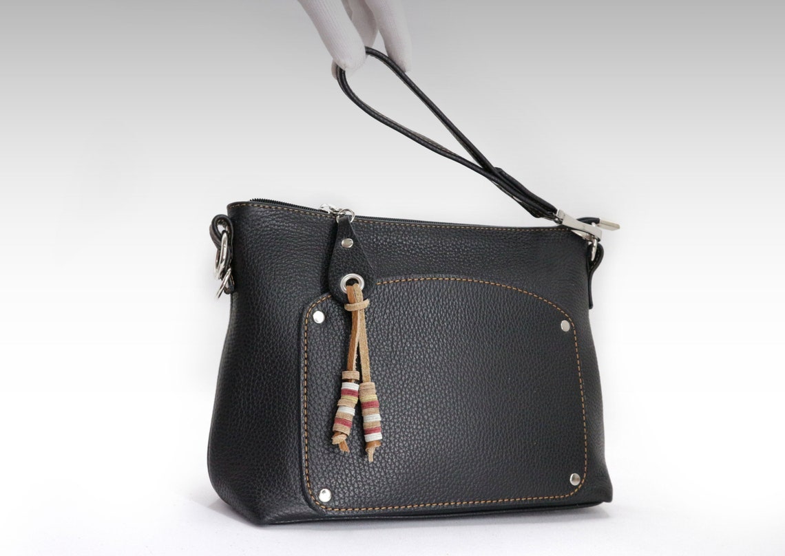 Leather handbag black leather purse small women's | Etsy