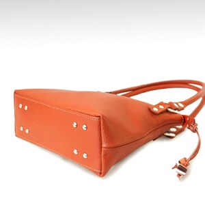 Leather Handbag, Orange Women's Purse, Small Crossbody Bag, Top Handle ...