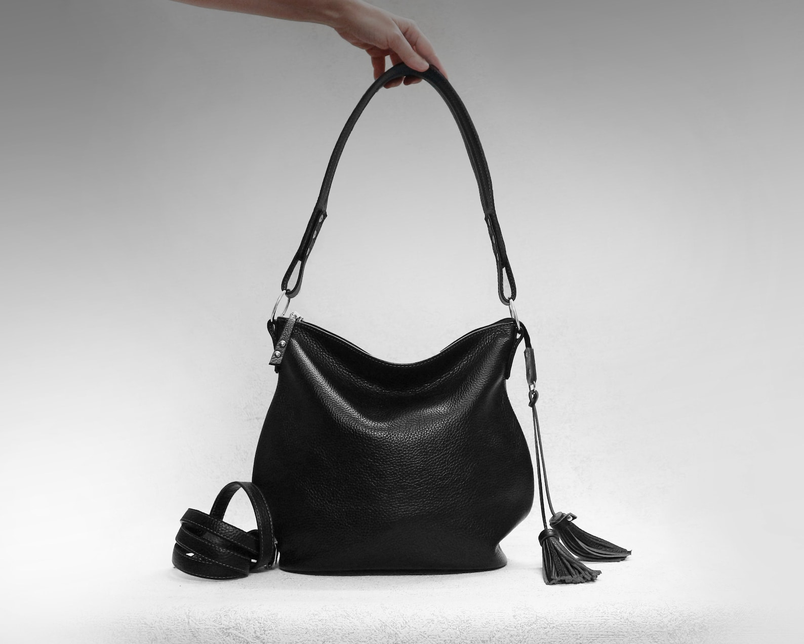 Leather crossbody bag black leather shoulder handbag handmade | Etsy