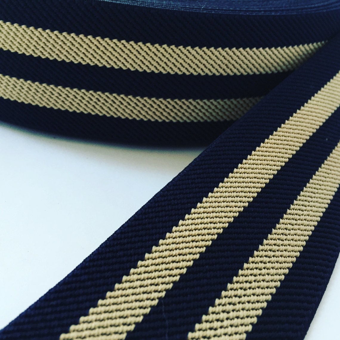 2 Inch Elastic, Elastic Band, Elastic 2 Inch, Navy and Beige Striped ...