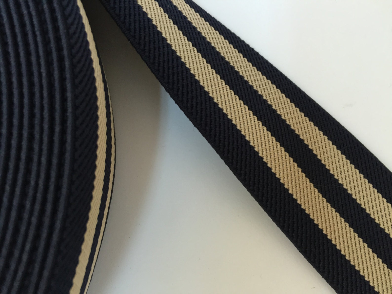 2 Inch Elastic, Elastic Band, Elastic 2 Inch, Navy and Beige Striped ...