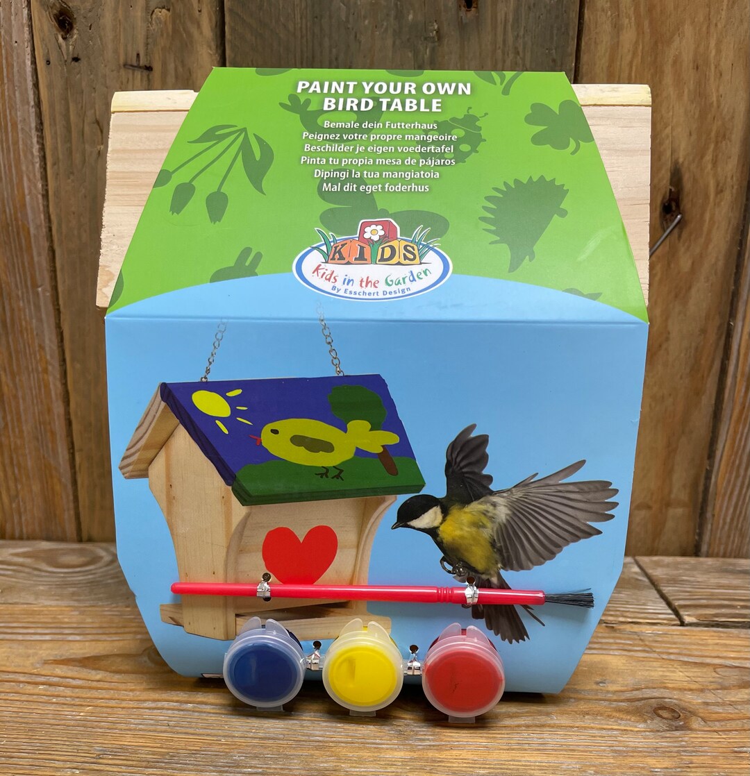 Paint Your Own Hanging Wooden Garden Bird Table Craft Set Including 3 ...