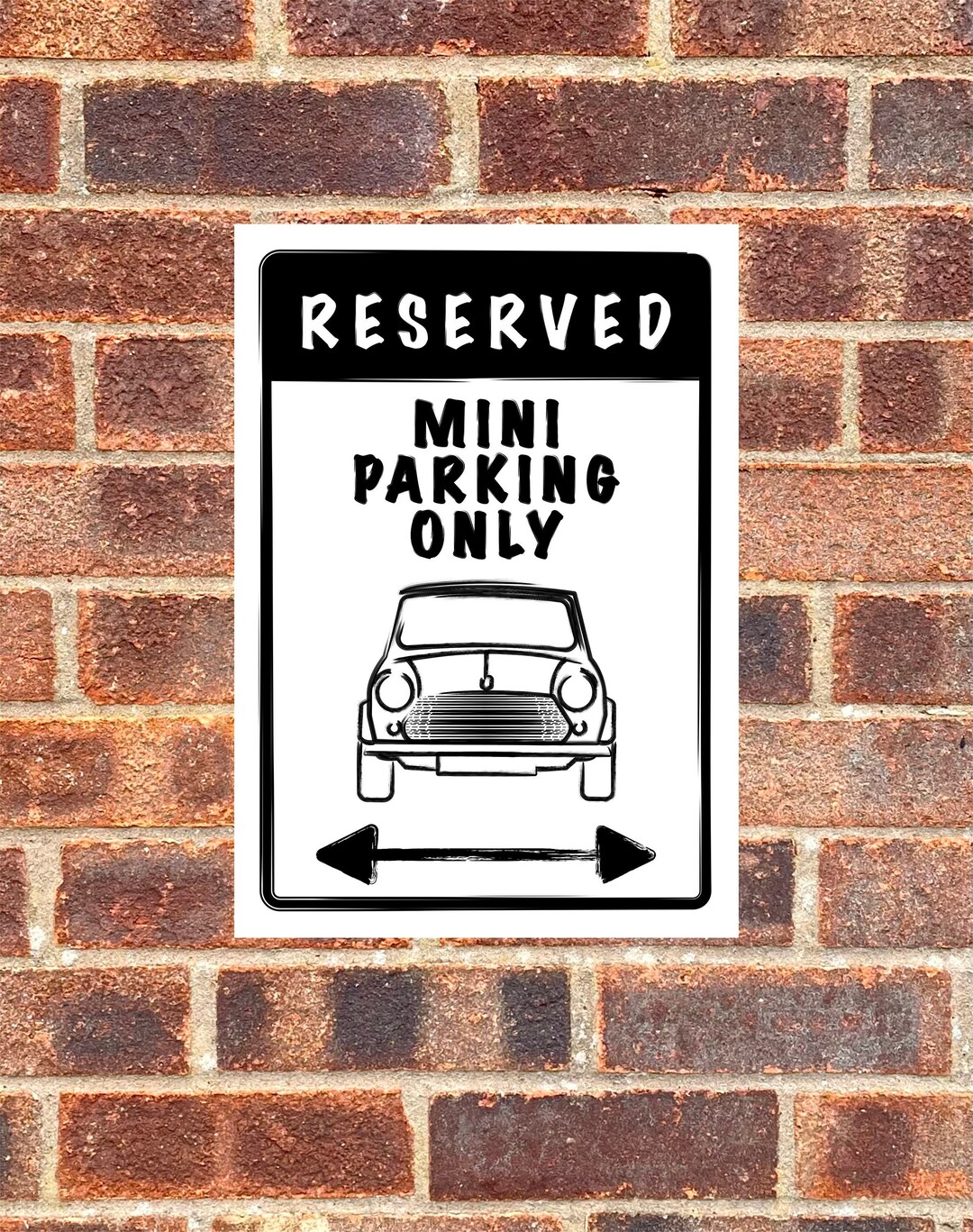 Black Reserved for Mini Parking Only Sign Funny Joke Sticker Wall Car ...