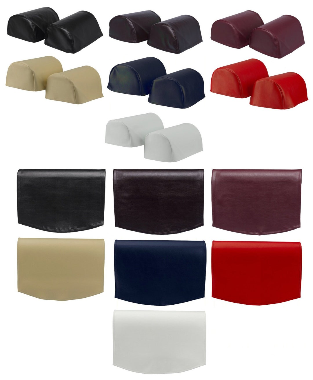 Soft PVC Leather Look Round Arm Caps or Chair Backs (7 Colours - Black ...
