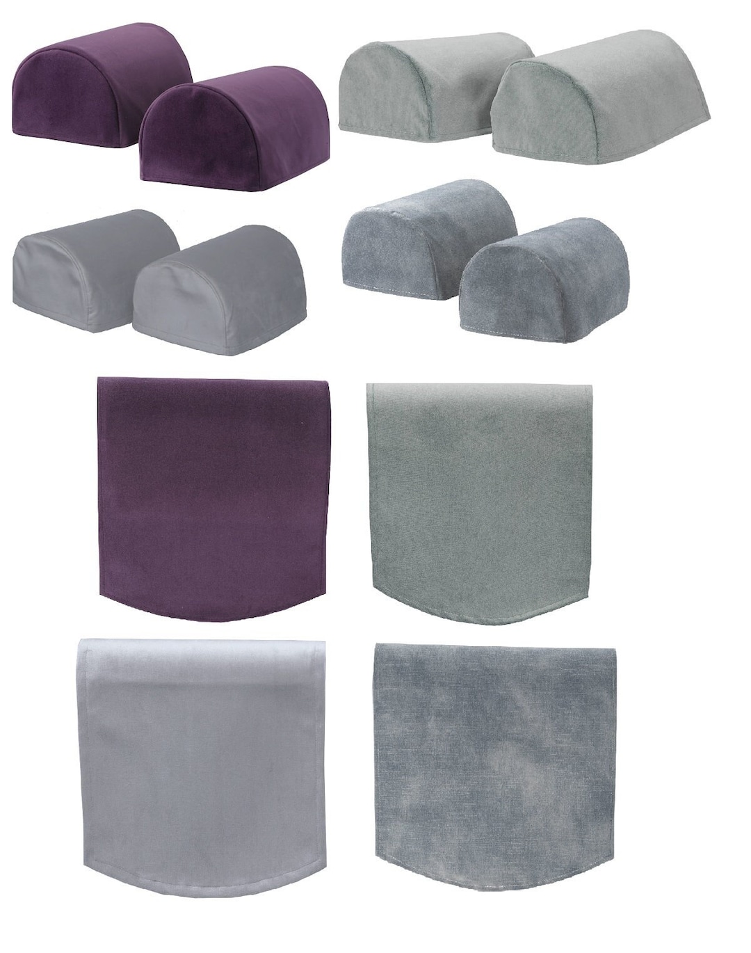 Luxury Plush Soft Velvet Arm Caps and Chairbacks in 4 Colours (purple ...