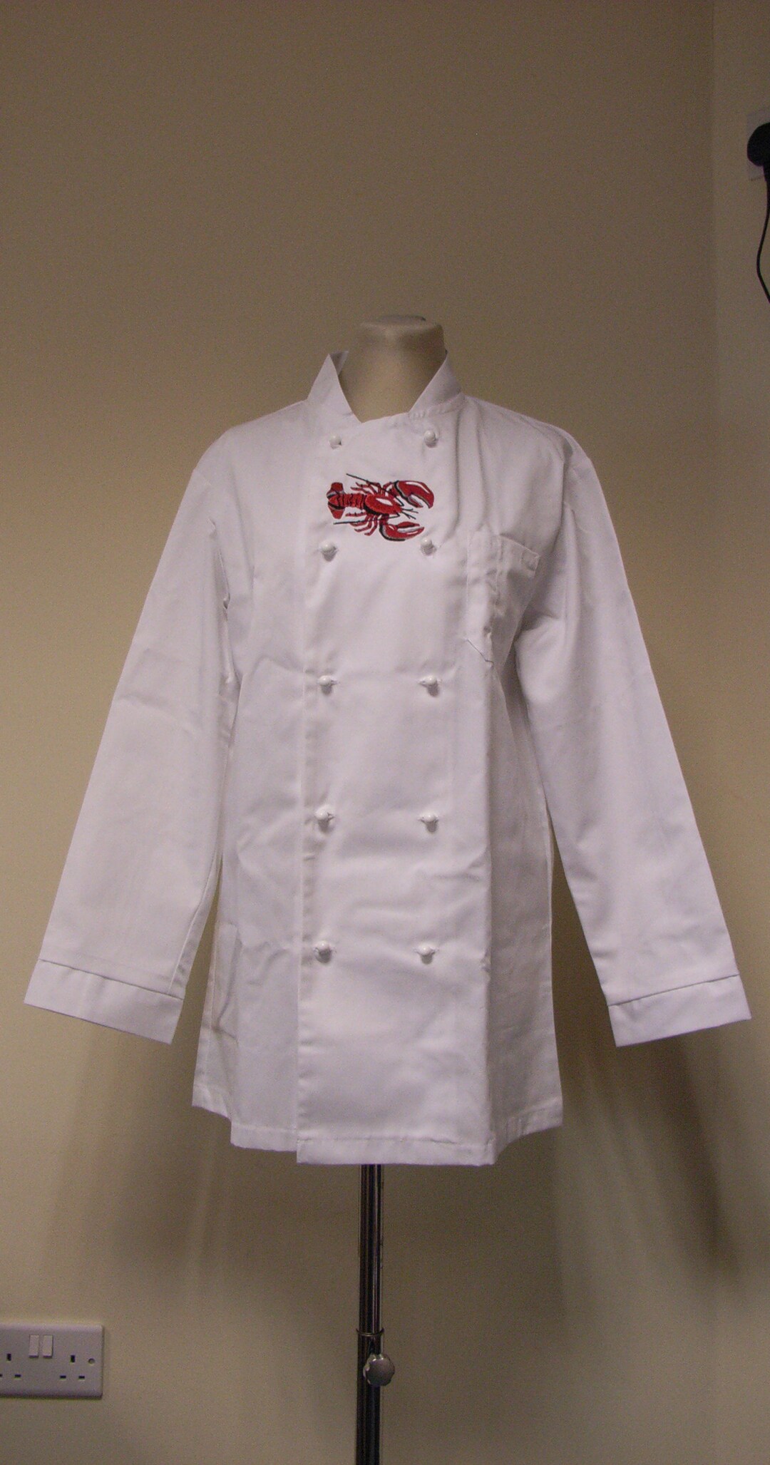 Long Sleeved Chef Jacket Embroidered Lobster Design White - Etsy