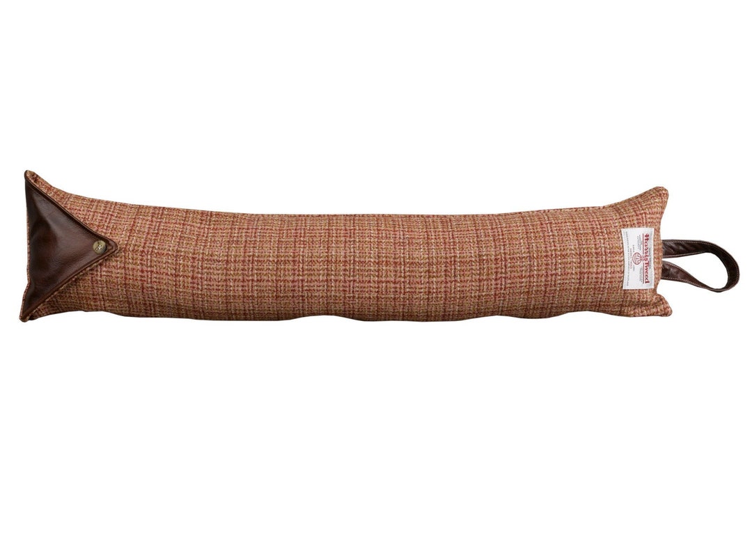 Harris Tweed Check Draught Excluder With Leather Detail - Calluna ...