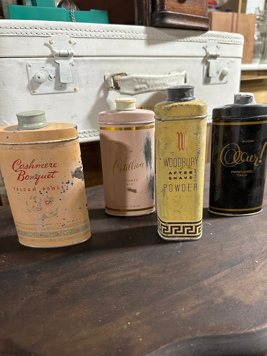 Antique Set of Powder Tins Talcum and After Shave Powders Antique House ...