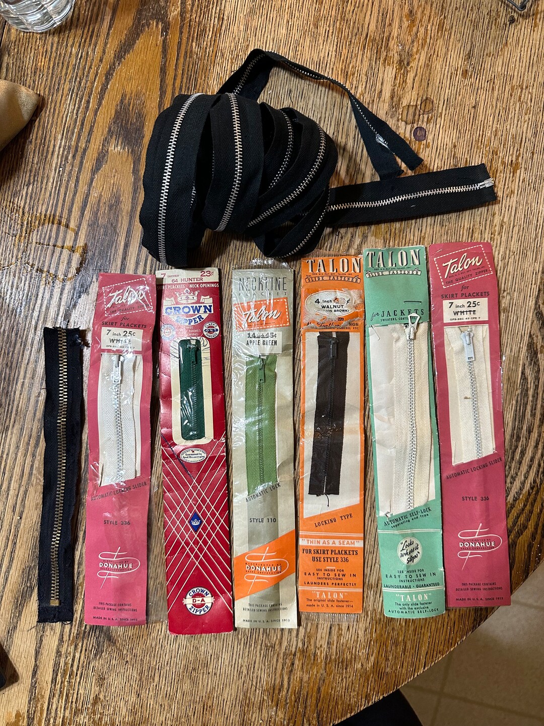 Vintage ZIPPERS long and Short Factory Salvage 50s Era Rich Creamy ...