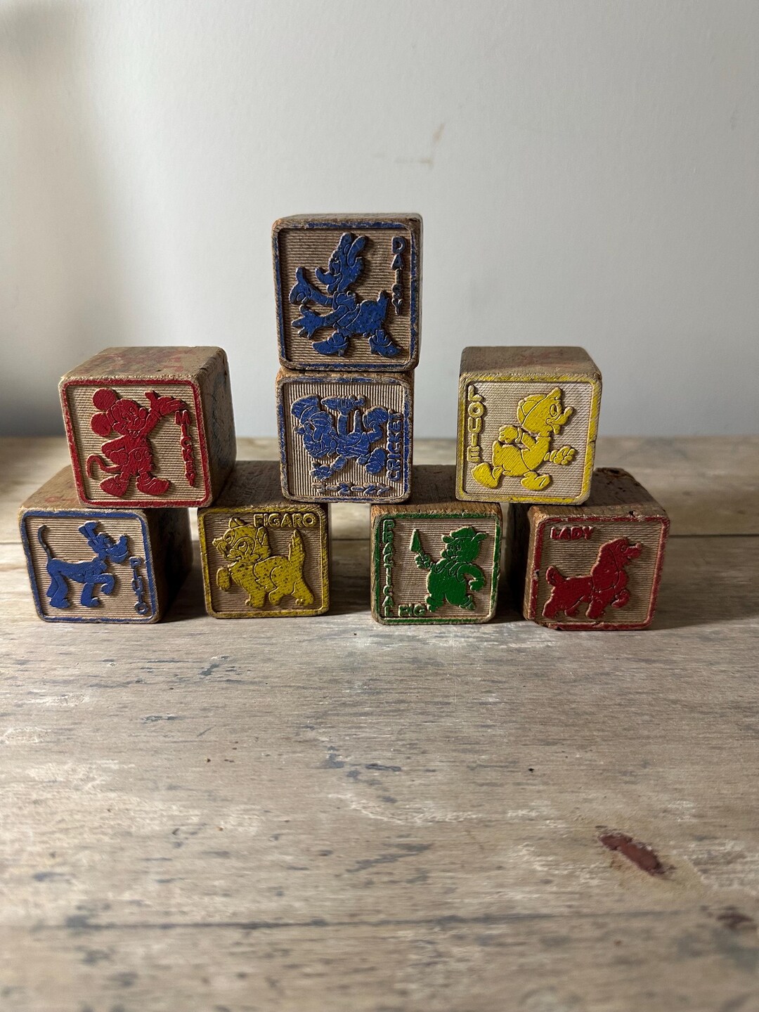 Vintage Disney Alphabet Wooden Blocks ~ Beautiful Raised Letters on ...