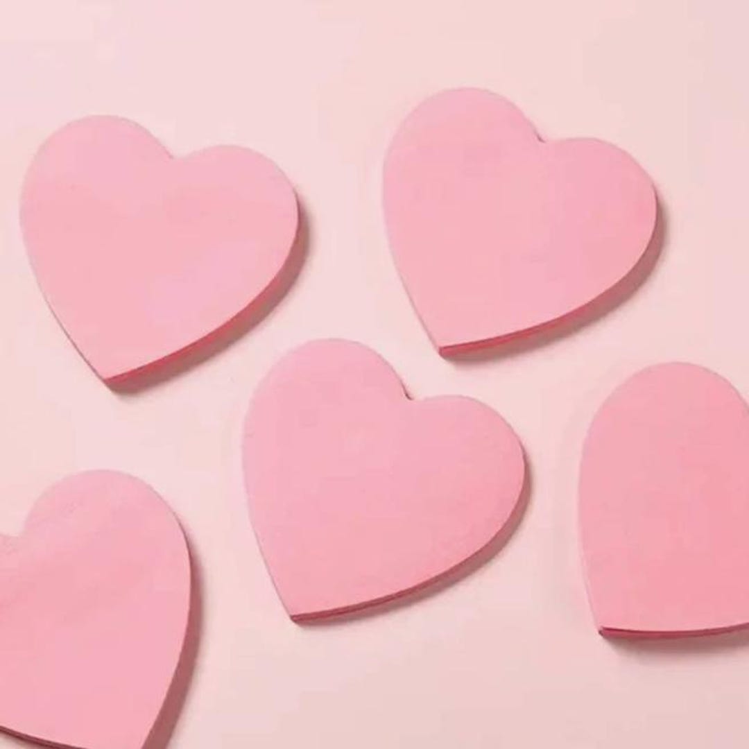Pink Heart Post It, 100 Sheets Note Pad, Heart Office Decor, Cute Girly ...