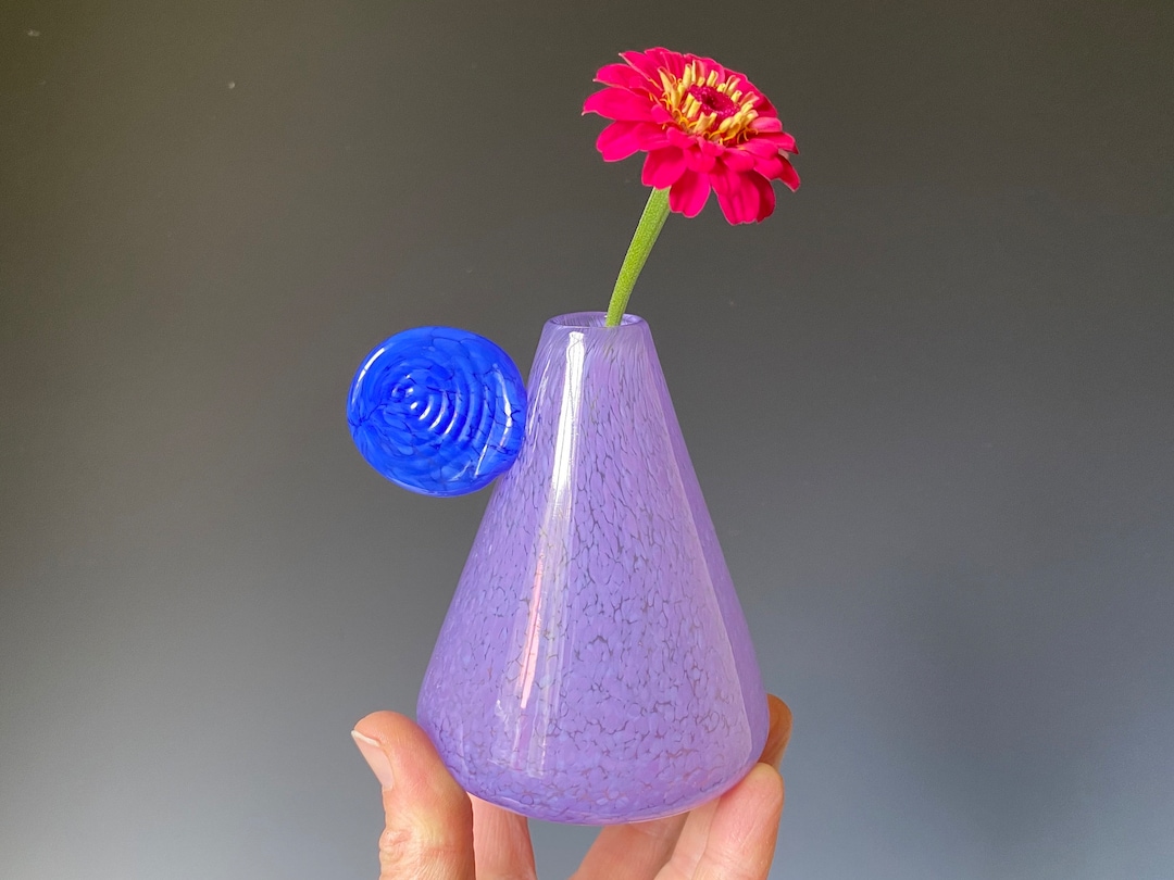 Original Hand Blown Cone Shaped Glass Vase Opaque Purple - Etsy